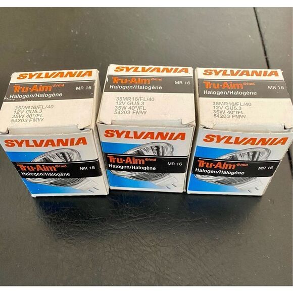 Sylvania | Other | 3 Three Sylvania Truaim Halogen Fmw 2volt 35 Watt 4 ...